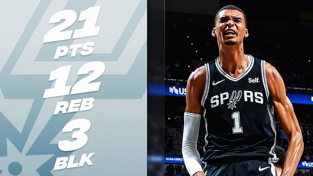 Вембаньяма оформил дабл-дабл во 2-м матче в НБА. 21 очко, 12 подборов ...